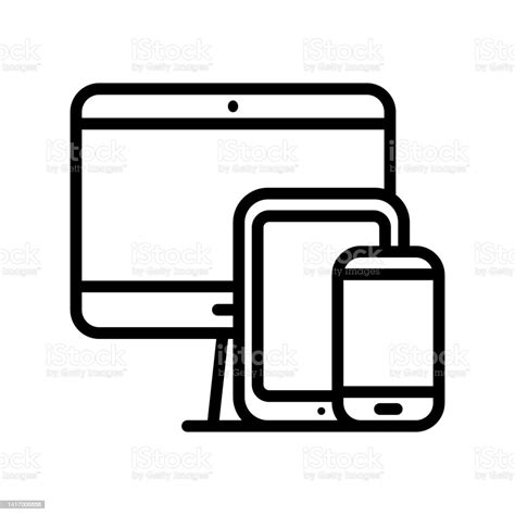 가젯 및 전자 장치 플랫 라인 아이콘입니다 모바일 컨셉과 웹 디자인을위한 개요 사인 마스카라 상점 0명에 대한 스톡 벡터 아트