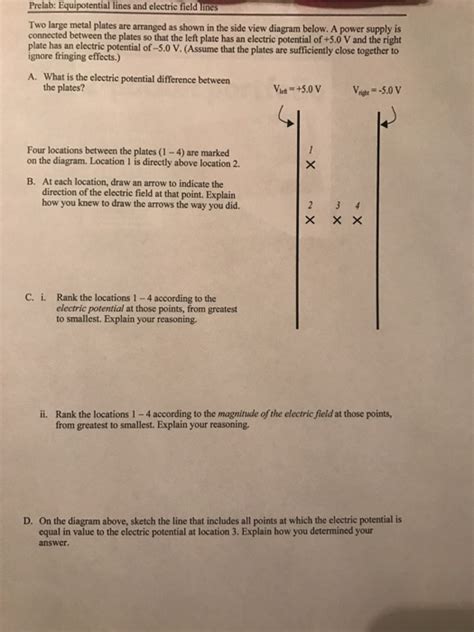 Solved Prelab Equipotential Lines And Electric Field Lmes Chegg Com