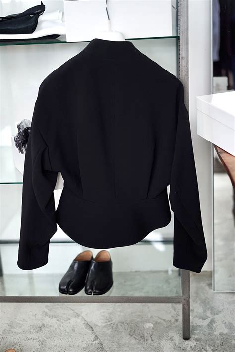 Mame Kurogouchi Triacetate Polyester Collarless Short Jacket Black