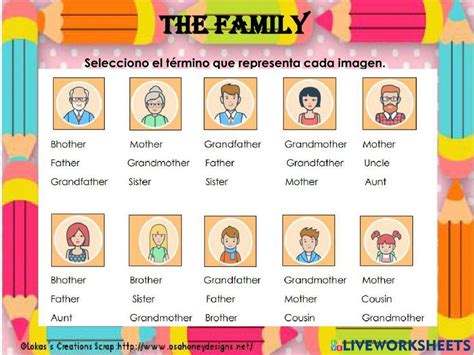 Ejercicios Para Aprender Los Miembros De La Familia En Inglés Yhyd