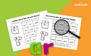 R Controlled Syllable Word Lists Free Printable