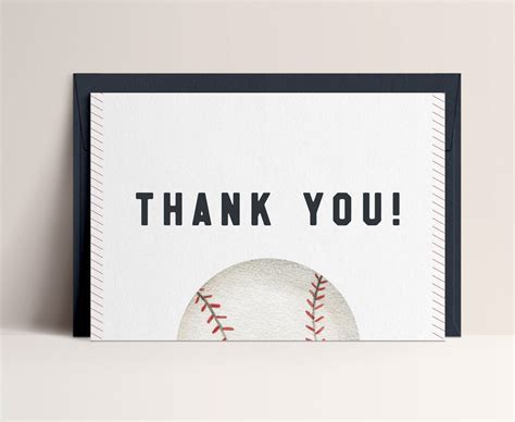Baseball Thank You Card Template Modern All Star Design Digital