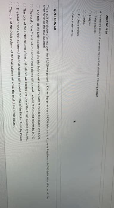 Solved Question 59 A Businesss Source Documents May Include
