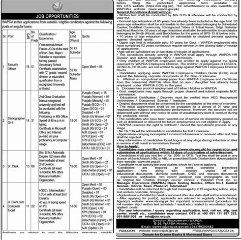 Wapda Job Opportunities Water And Power Development Authority Wapda