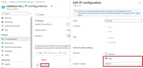 how we can allocate static private ip to one particular virtual machine microsoft qanda