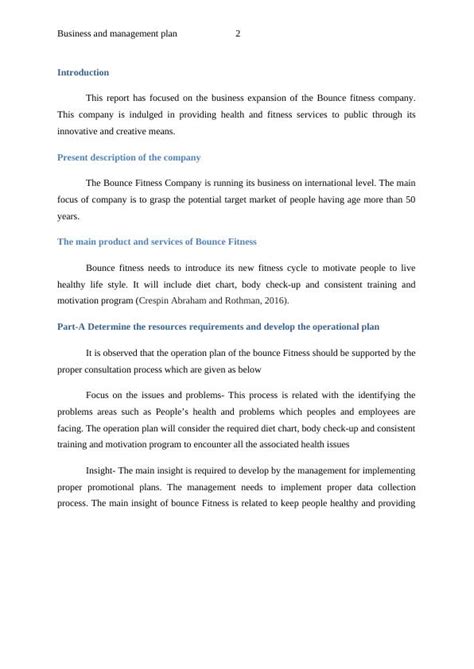 Business Plan For Expansion Of Bounce Fitness Company