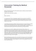 Concussion Training For Medical Personnel Exam With Correct Answers Concussion