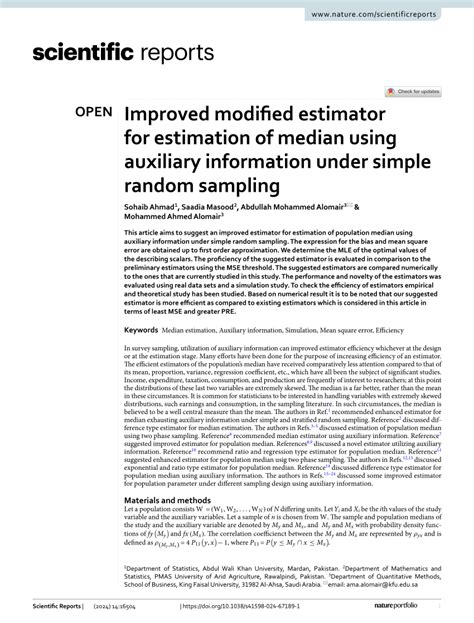 Pdf Improved Modified Estimator For Estimation Of Median Using Auxiliary Information Under