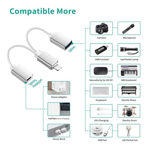 8pin Otg Cable With Lightning Port Type A Usb Adap Grandado