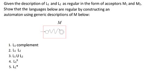 solved given the description of li and l2 as regular in the