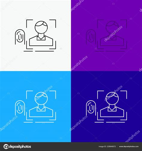 Finger Fingerprint Recognition Scan Scanning Icon Various Background Line Style Stock Vector By
