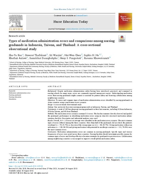 Types Of Medication Administration Errors And Comparisons Among Nursing Pdf