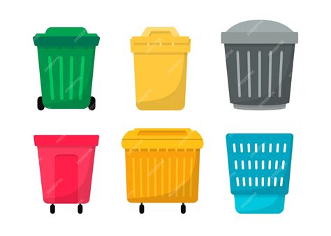 Premium Vector Trash Bin Collection In A Flat Design Set Of Different