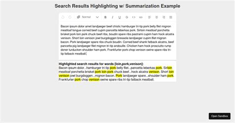 Lexical Rich Text Highlighted Search Results Codesandbox