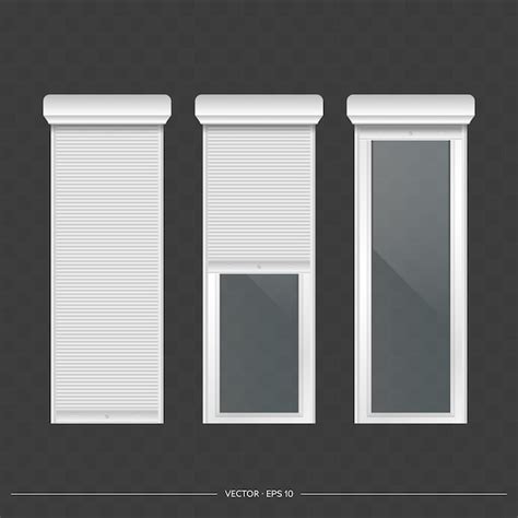 유로 창에 롤러 셔터입니다 롤러 셔터 벡터가 있는 현실적인 유로 창 프리미엄 벡터