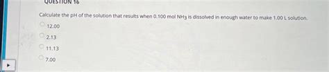 Calculate The PH Of The Solution That Results When Chegg Com