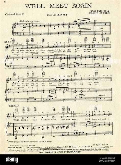 we ll meet again score words and music by ross parker and hughie charles featured and