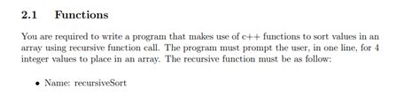 Solved I Must Write A C Recursive Sort Program That Sorts Chegg
