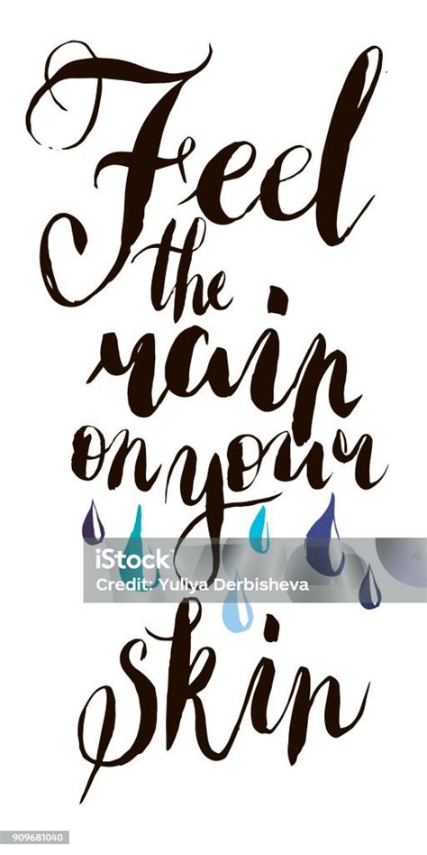 비 벡터에서 당신의 피부에 느낌 서 예 그림 엽서나 포스터 그래픽 디자인 글자 요소입니다 손 서 예 스타일 엽서에 작성 됩니다 개념에 대한 스톡 벡터 아트 및 기타 이미지