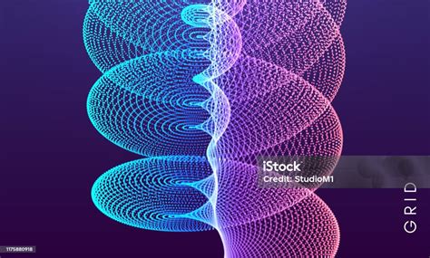 Spiral Array With Dynamic Particles Abstract Grid Design 3d Vector