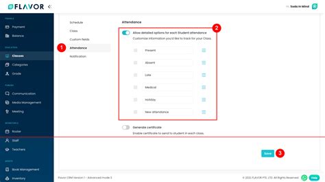 User Guide How To Add New Attendance Items For Marking Flavor