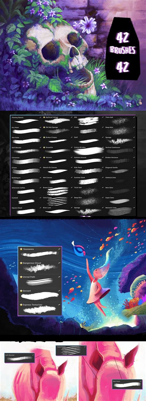 Procreate笔刷42支漫画艺术线条插图草图着色粗糙纹理画笔ipad910 Gog绘画