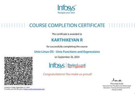Karthikeyan R On Linkedin Unix Linux Continuouslearning Skilldevelopment Infosysspringboard