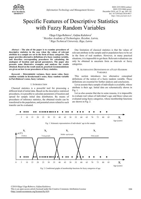 Pdf Specific Features Of Descriptive Statistics With Fuzzy Random Variables