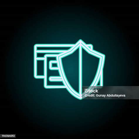 신용 카드 네온 아이콘 방패 바이러스의 요소 안티 바이러스 세트 웹사이트 웹 디자인 모바일 앱 정보 그래픽에 대 한 간단한 아이콘 개념에 대한 스톡 벡터 아트 및 기타