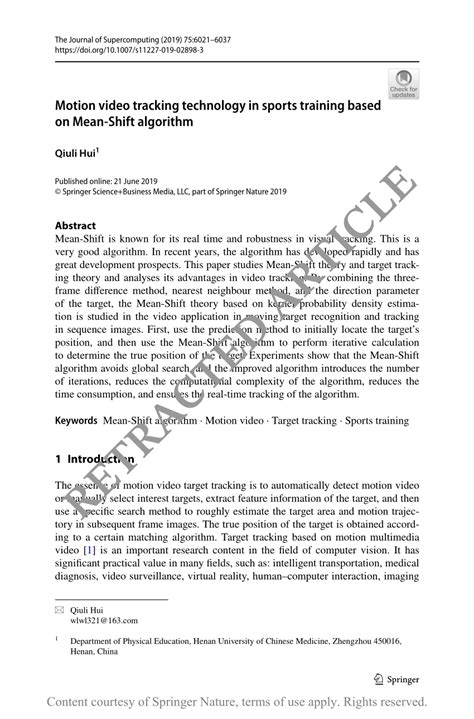 Motion Video Tracking Technology In Sports Training Based On Mean Shift