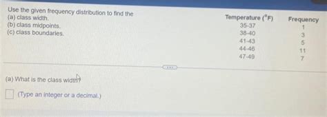Solved Use The Given Frequency Distribution To Find The A
