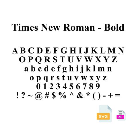 Times New Roman Bold Vector Font Svg Individual Letters Cricut Font Silhouette Cut File