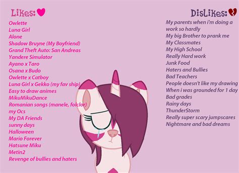 My Likes And Dislikes By Miss Sweeten443 On Deviantart