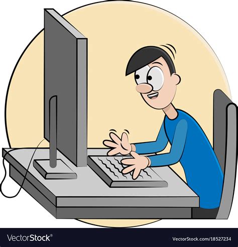 Happy Computer User Cartoon