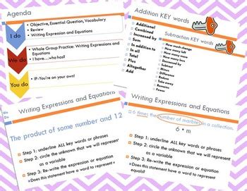 Writing Expressions And Equations Includes Game By Frolicking In 5th