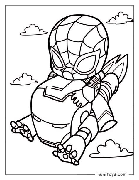 Página Para Colorear De Spiderman Montando A Iron Man
