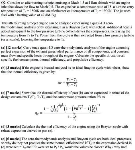 solved q2 consider an afterburning turbojet cruising at mach 1 5 at