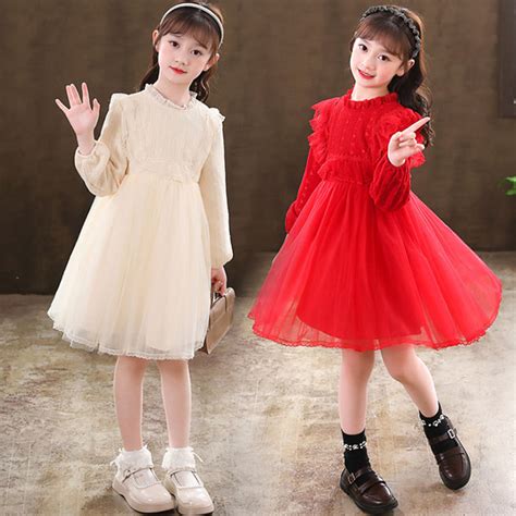 Стилна рокля за момичета с дълъг ръкав и овално деколте Badu Bg