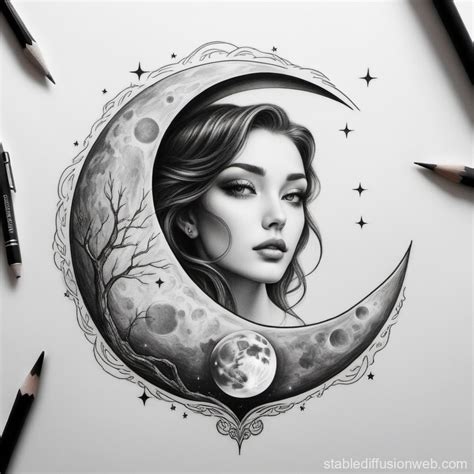 Masculine Moon Tattoo Designs Stable Diffusion Online
