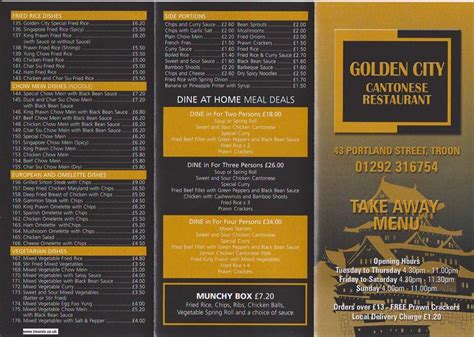 Menu At The Golden City Restaurant Troon