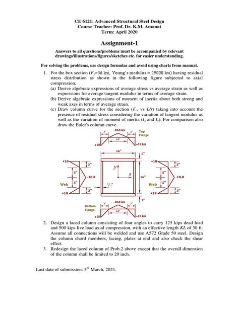 Assignment 1 Pdf Column Youngs Modulus