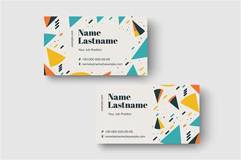 트렌디 한 최소한의 추상 명함 템플릿입니다 기하학적 패턴이 있는 현대적인 기업 문구 Id 레이아웃 정보 샘플 이름 텍스트가 있는 벡터 패션 배경 디자인 0명에 대한 스톡