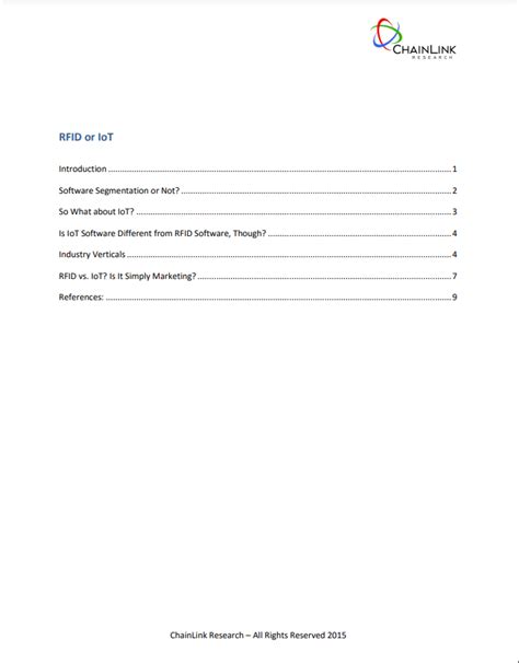 RFID Or IoT ChainLink Research