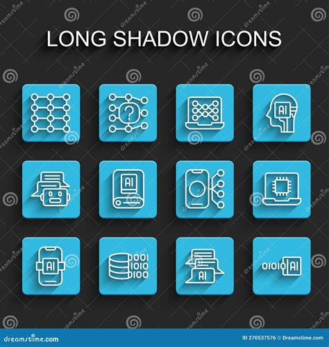 Set Line Artificial Intelligence Ai Binary Code Neural Network Chat