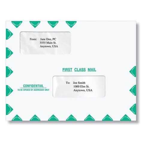Double Window Tax Return Mailing Envelope First Class Mail Envelopes
