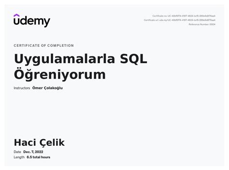 Haci Çelik On Linkedin Udemy Course Completion Certificate