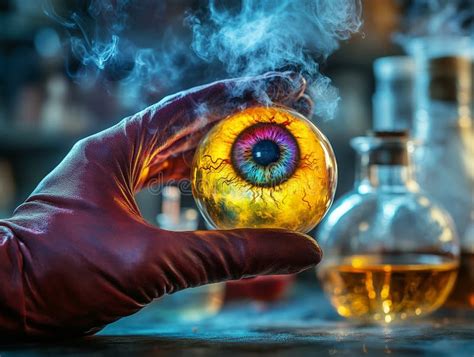 An Alchemist With His Hand In A Red Leather Glove Holds A Mystical