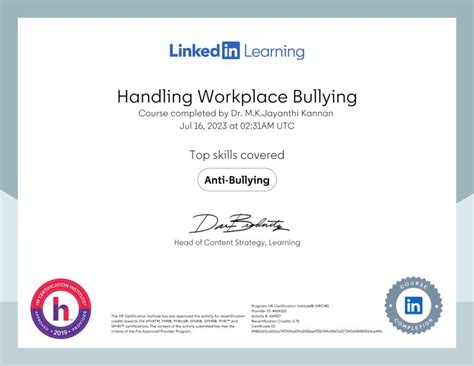 Dr Mkjayanthi Kannan On Linkedin Certificate Of Completion