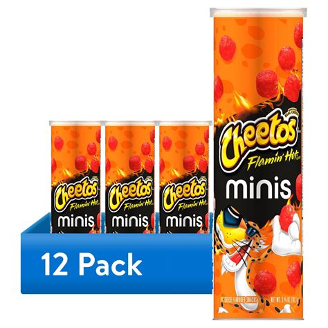 12 Pack Cheetos Brand Minis Flamin Hot Cheese Flavored Canister 3