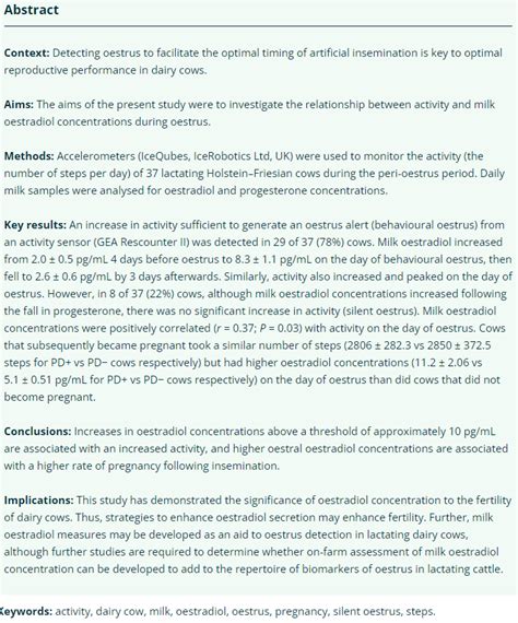 Pdf The Relationship Between Milk Oestradiol Concentrations And Oestrus Activity In Lactating